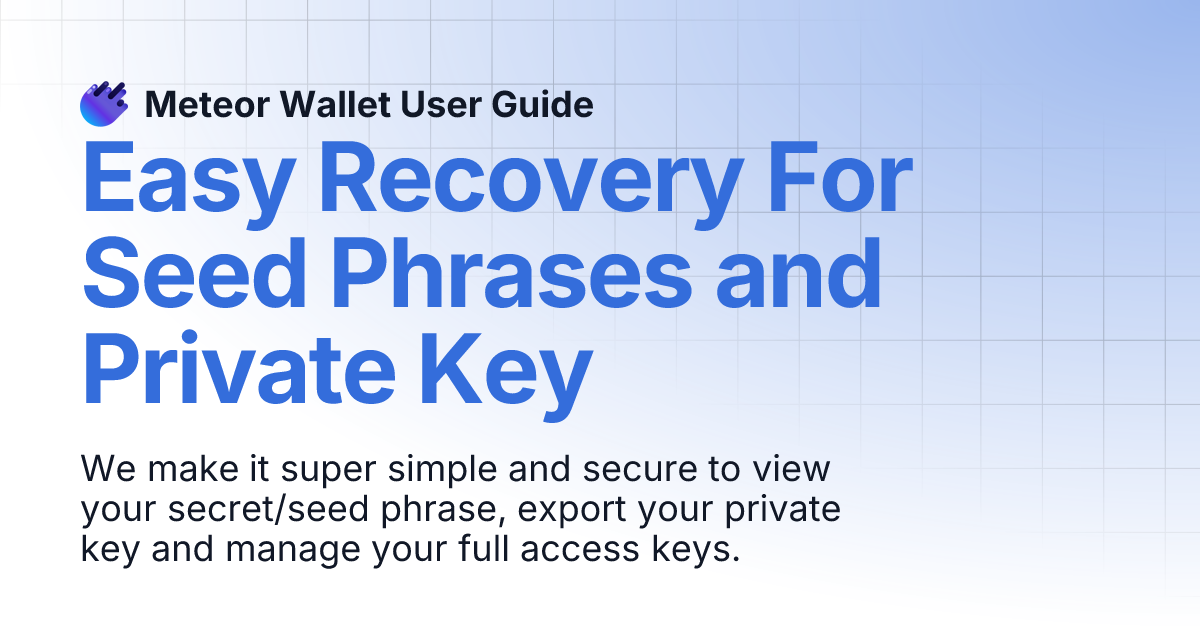 Easy Recovery For Seed Phrases and Private Key | Meteor Wallet User Guide